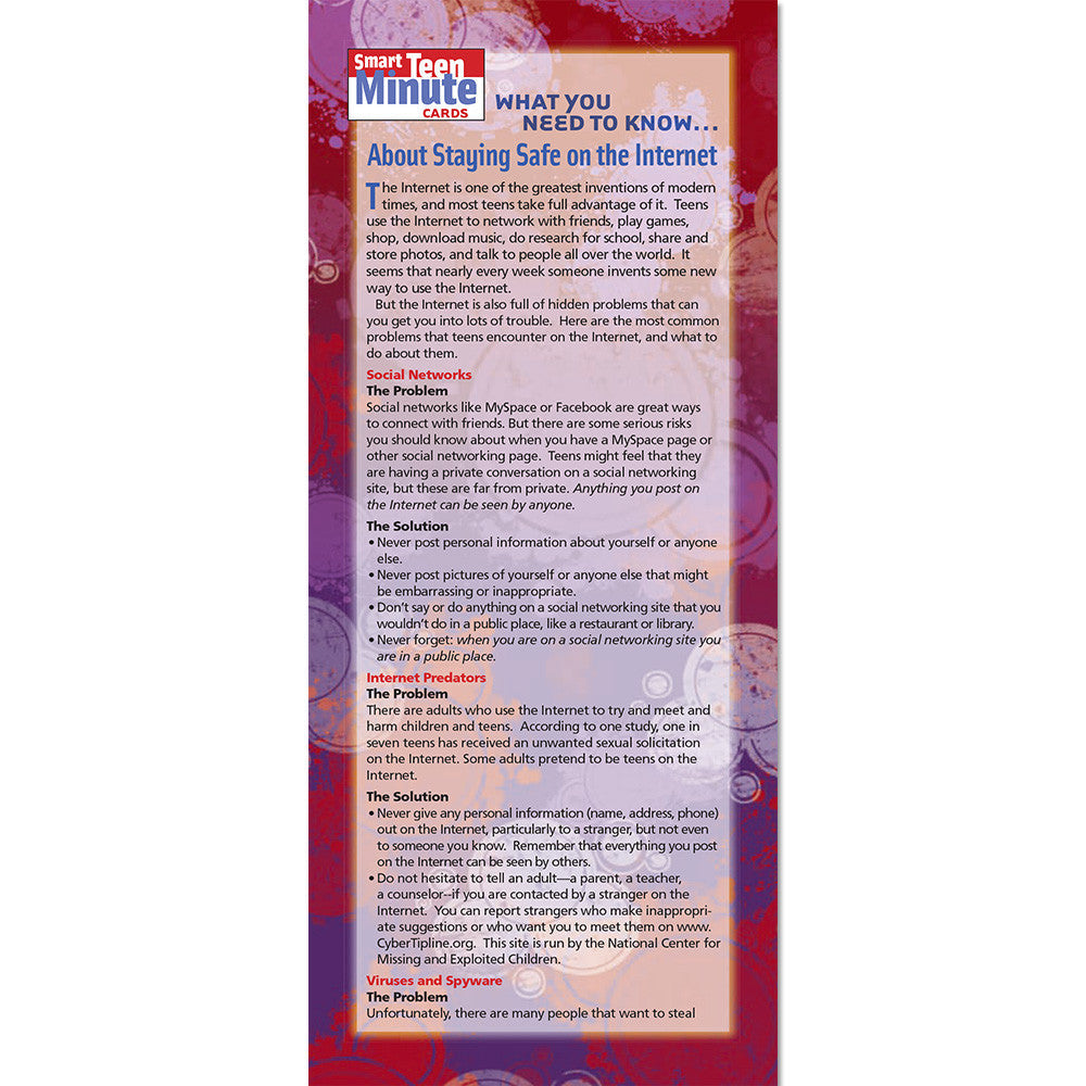 Smart Teen Minute Card: (50 Pack) What You Need to Know... About Inter ...